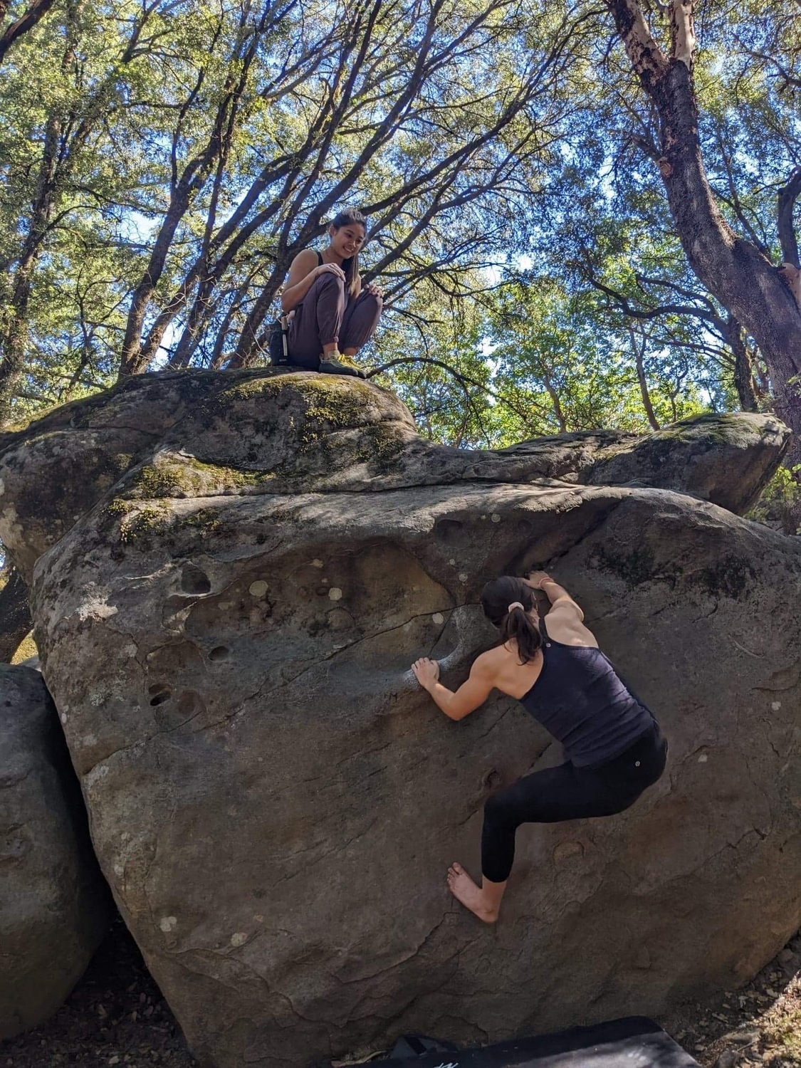 Elaine climbing A-lane (barefoot optional)