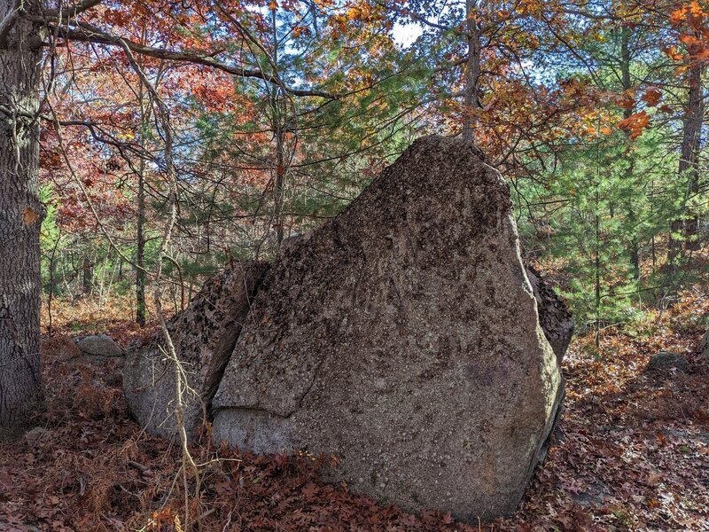 The Triangle Boulder. Triangulation climbs the right arete in this picture.