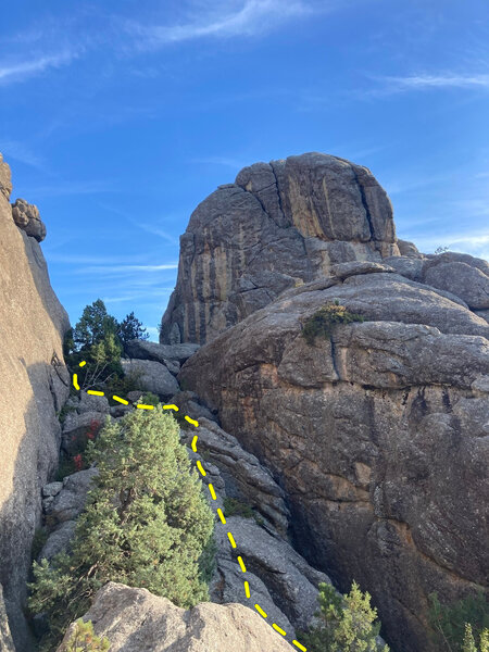 The approach slabs... The route is on the left skyline.