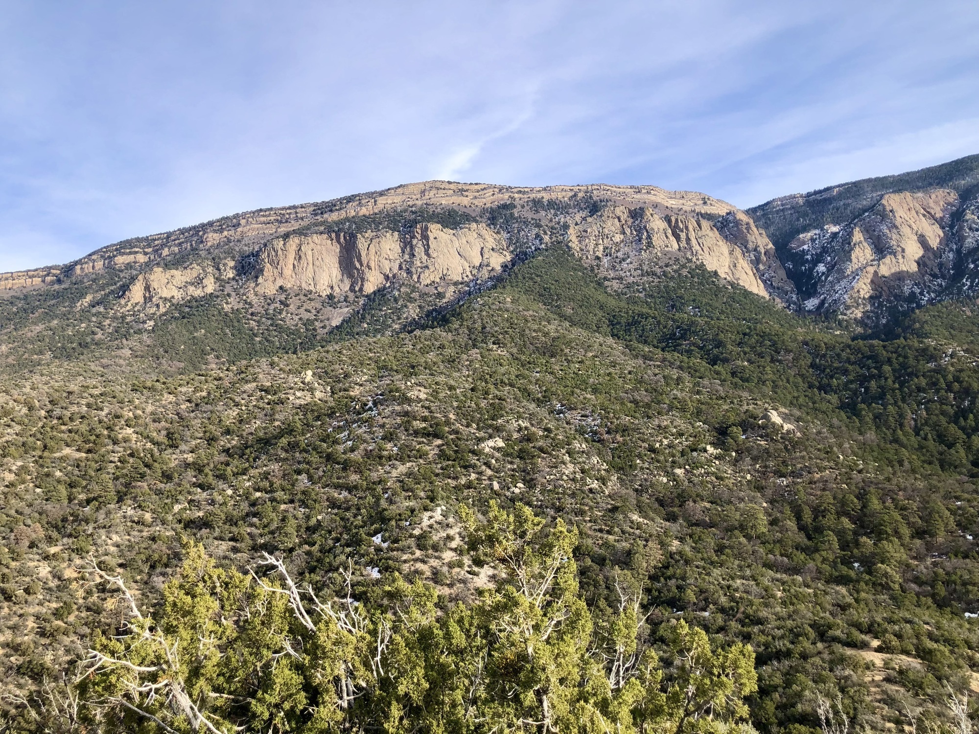 North end of the Sandia Mountains. Where are the climbs on the left ...