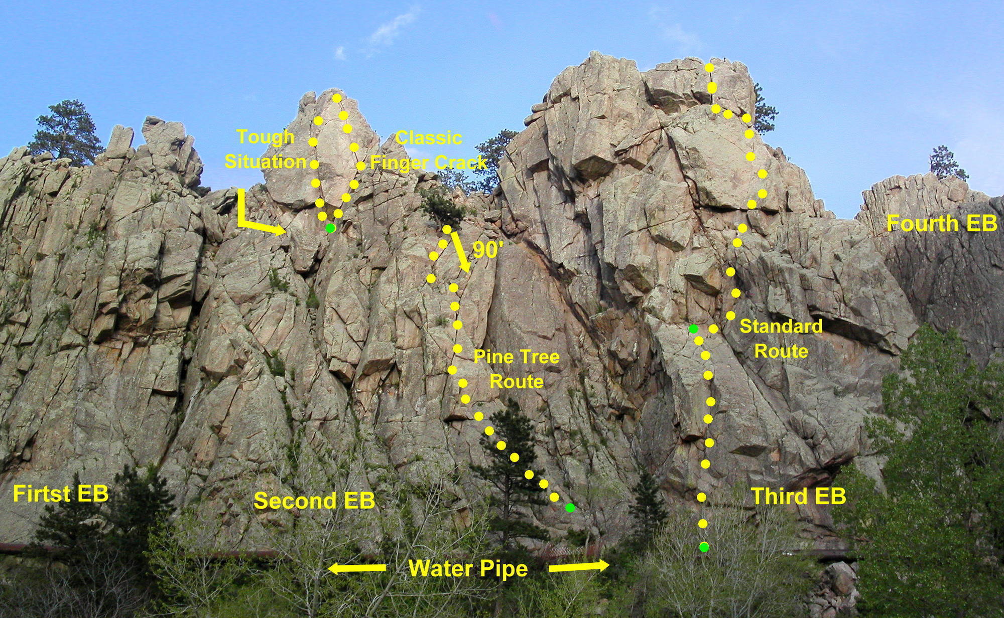 The Elephant Buttresses. Most routes start off the water pipe; Tough ...