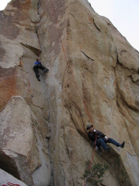 Hanging belay.