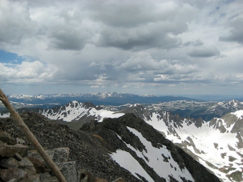 A view from the summit of Quandary Peak, taken in mid-July after a ...