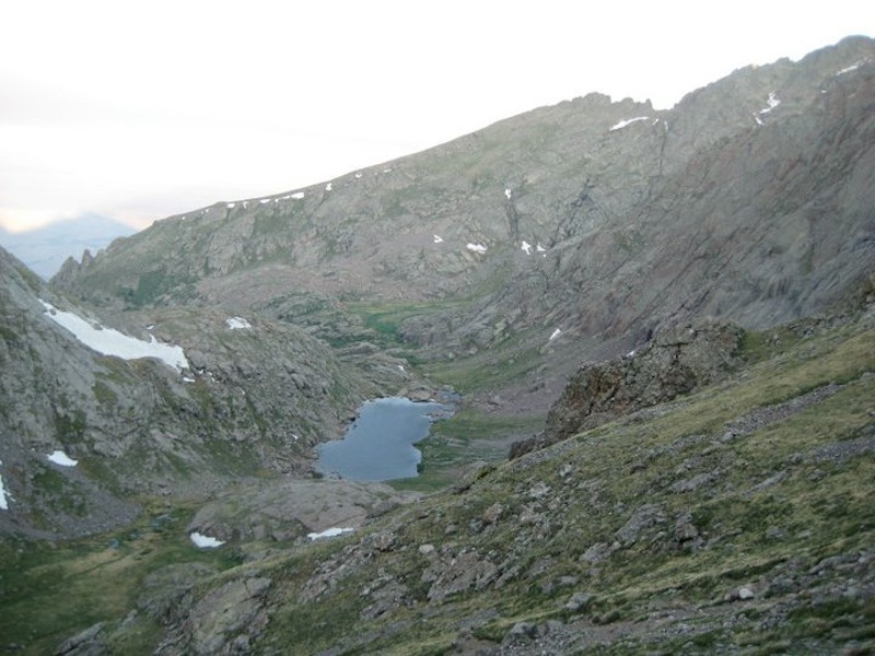 Cottonwood Lake as seen from near the top of Broken Hand Pass.