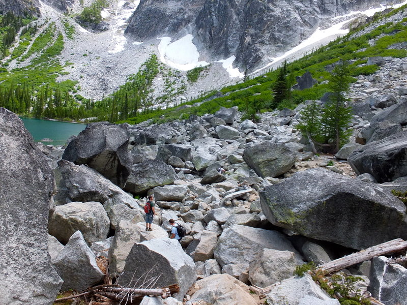Boulder field by Colchuck Lake.