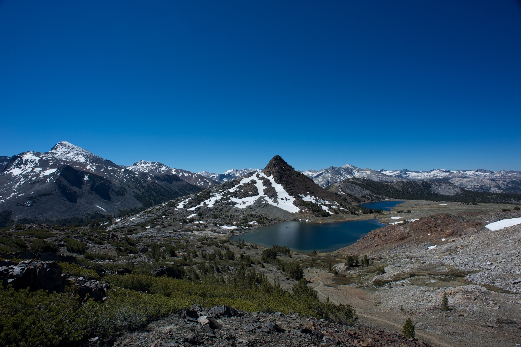 View of the Upper and Middle Gaylor Lakes, Gaylor Peak, and surrounding ...
