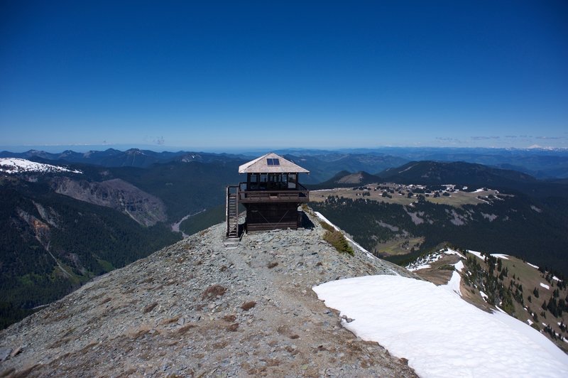 The lookout tower out on the end of the ridge. It's a great view of the ...