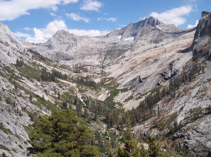 This is the view south along Lone Pine Creek. The Elizabeth Pass climb ...