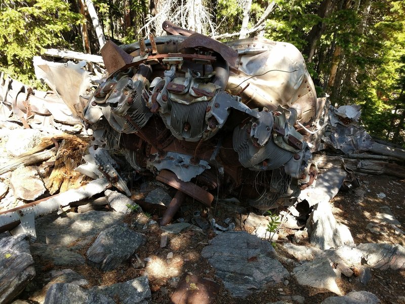 A Wright Cyclone R1820 Radial Engine (or what's left anyway) stands in ...