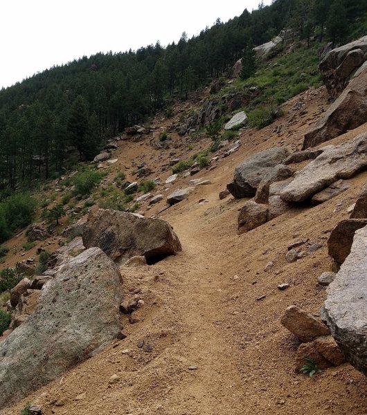 Sure footing is needed while walking through the skree of the boulder ...