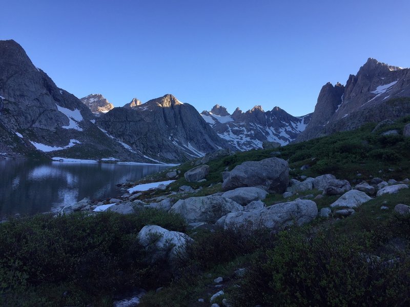 Upper Titcomb Basin, with the Upper Titcomb Lake to the left and Bonney ...