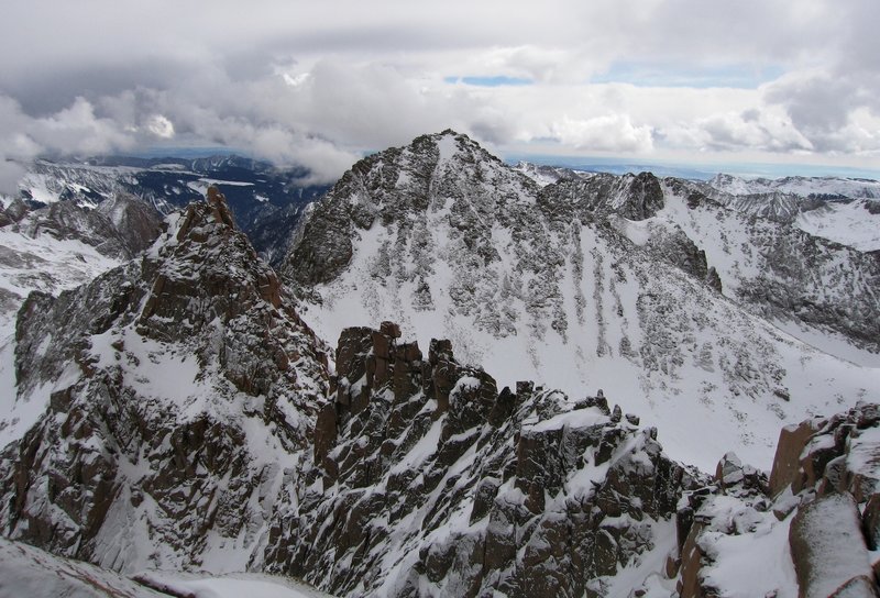 Sunlight Spire and Windom Peak from Sunlight Peak. The last day of good ...