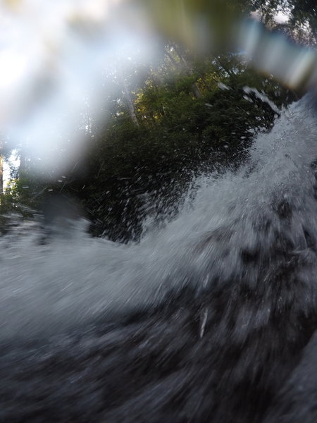 A photo inside the waterfall.