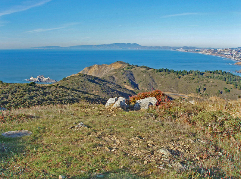 Left center: San Pedro Rock. Center: Pedro Point Headlands; Upper ...