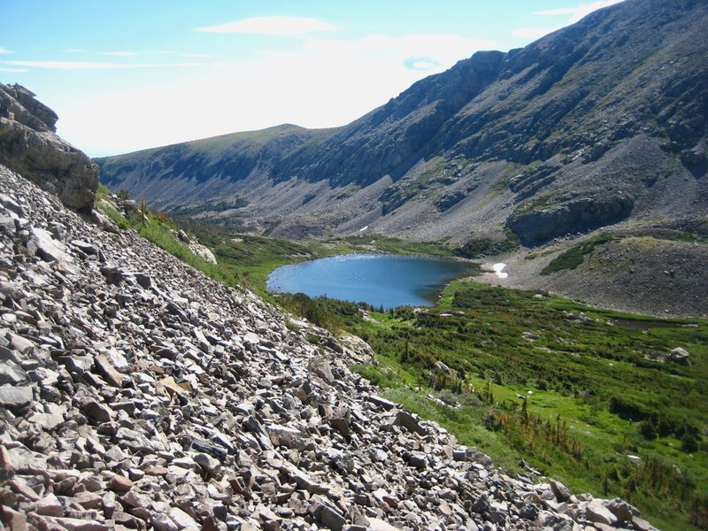 Lower Coney Lake. At this point, climbing 500 feet of loose talus ...
