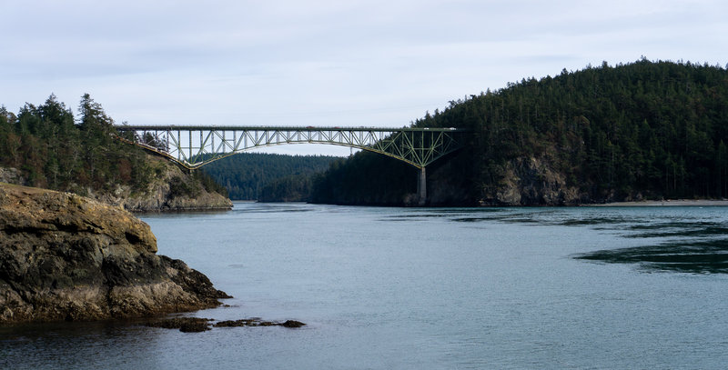 The Deception Pass Bridge from the Lighthouse Point area.