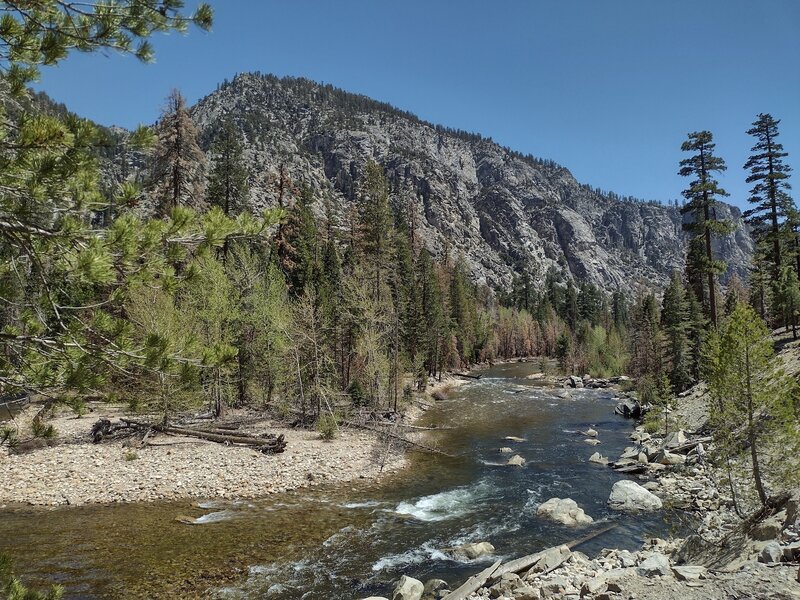 East bank cliffs of Kern Canyon, rise above the Kern River near ...