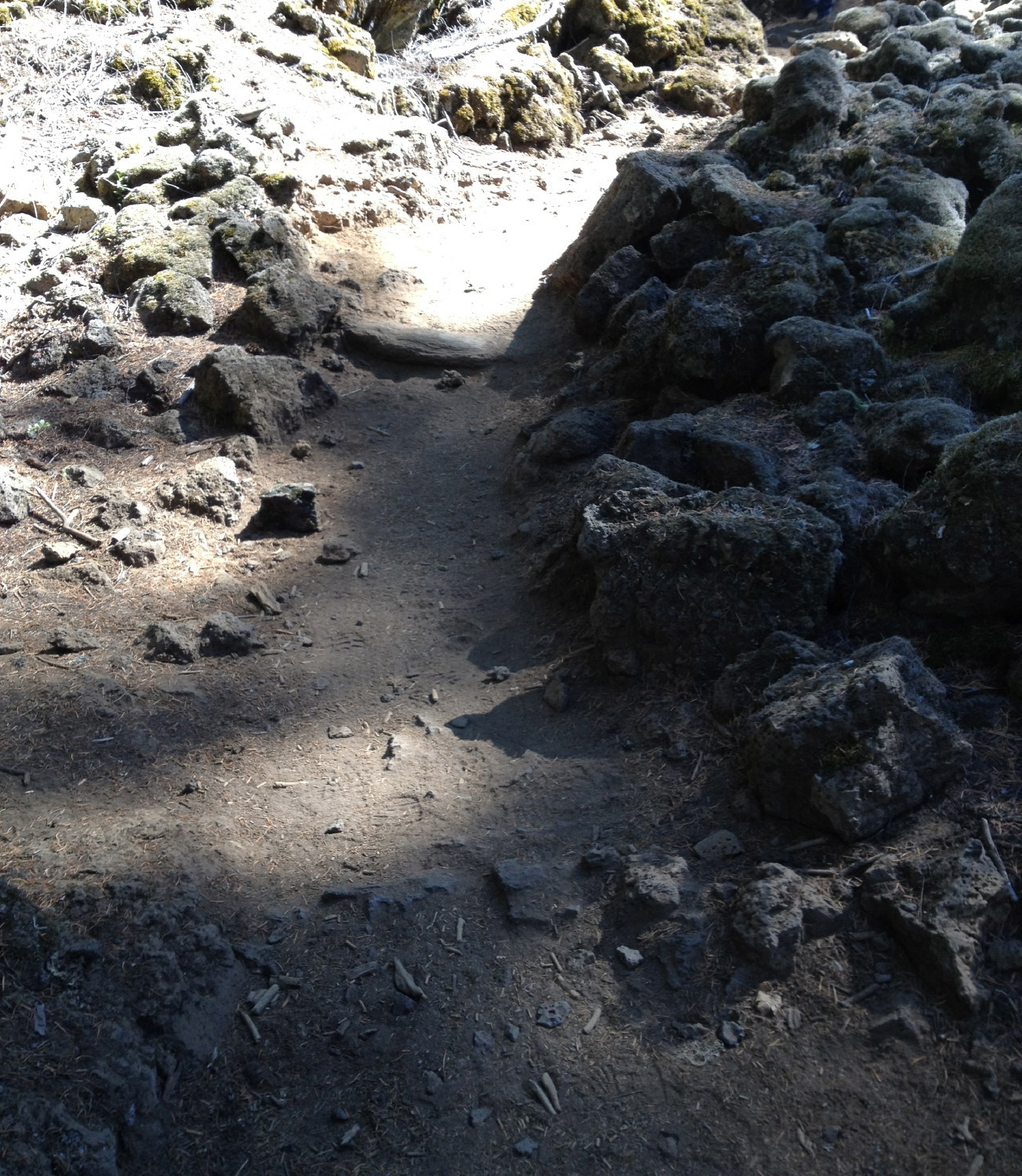 Look closely at the sharp lava rock before falling. It hurts.