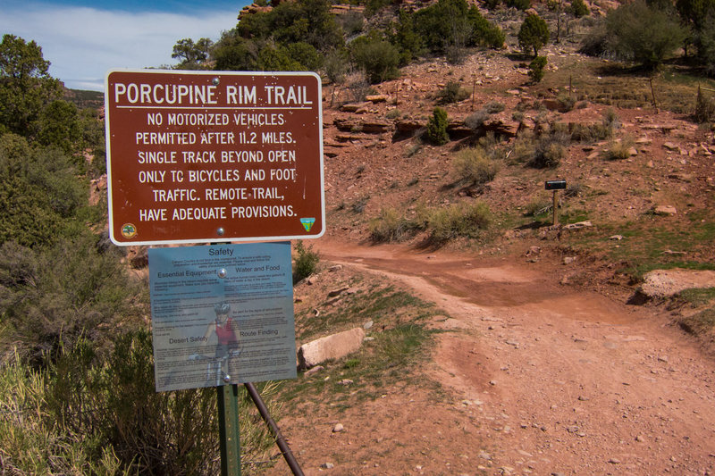 Starting up the classic Porcupine Rim route from the water tanks.