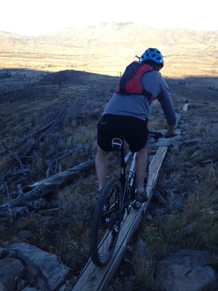 Fun man made obstacles on the way down Ginny Trail
