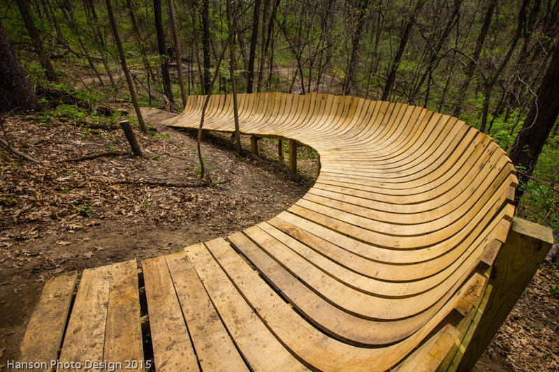 Curved wood berms at Illiniwek Forest Preserve on the newly rerouted ...