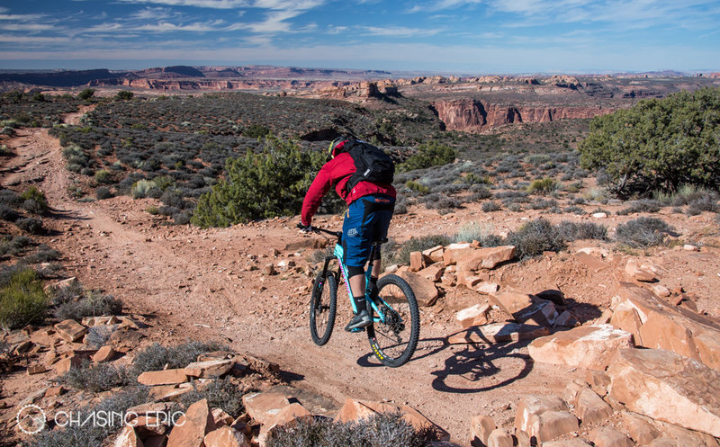 Getting air on upper Porcupine Rim.