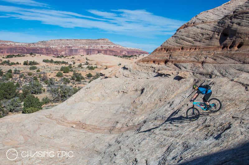 Riding the Slickrock on Navajo Rocks, a great new trail system in Moab.