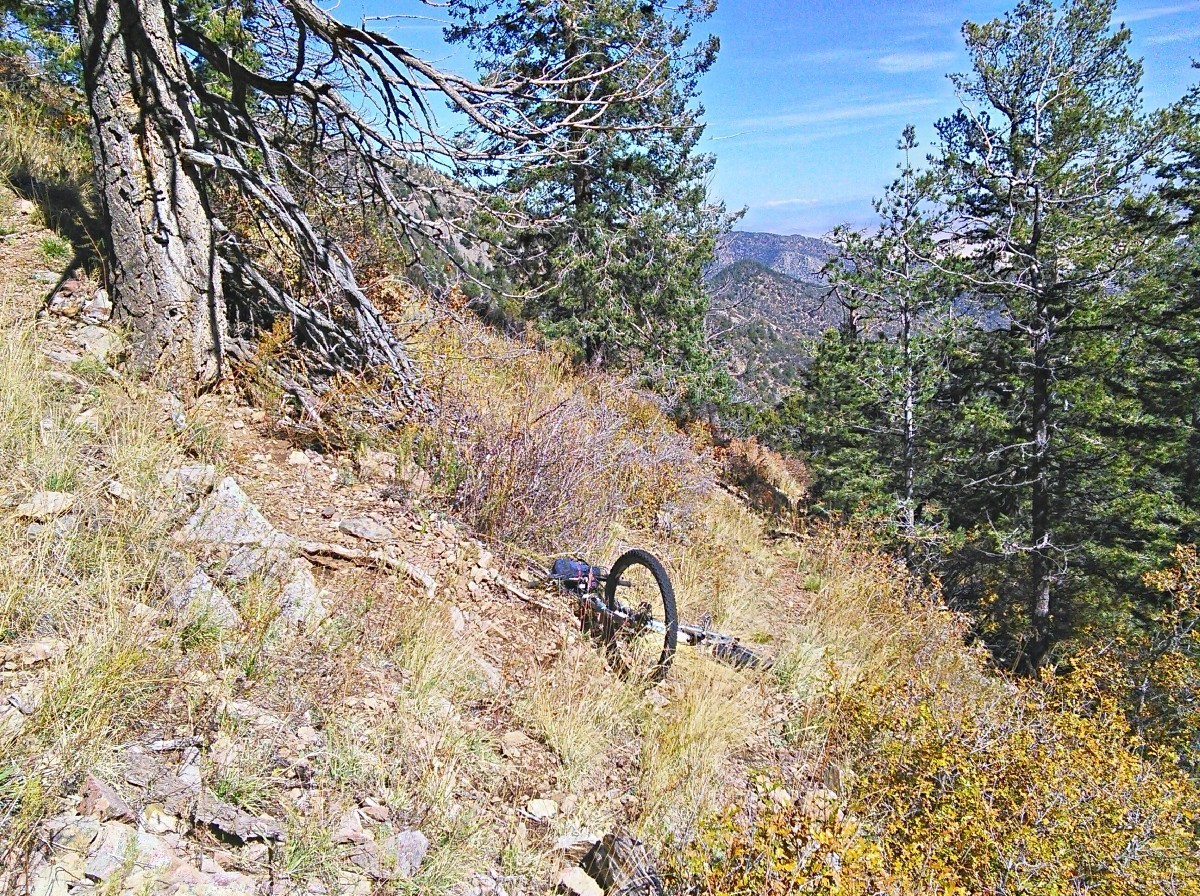 The upper section of the Copper Canyon Trail. The switchback curves ...