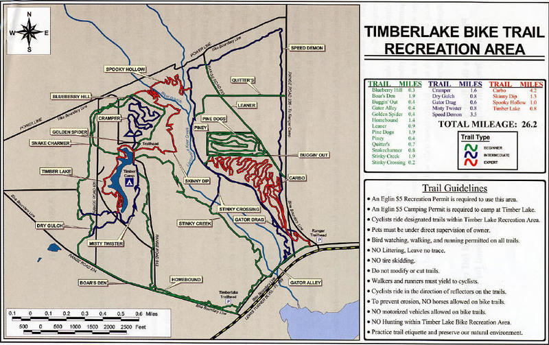 The extensive Timberlake Bike trail system. Main trailhead is on Range ...