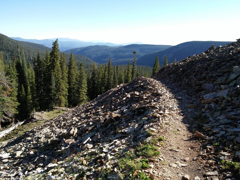 Scree field looking back to the north. You can ride across this one and ...