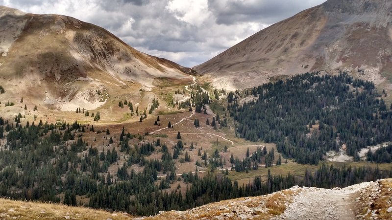 Hancock Pass, as seen from Tomichi Pass. You get to descend all of that ...