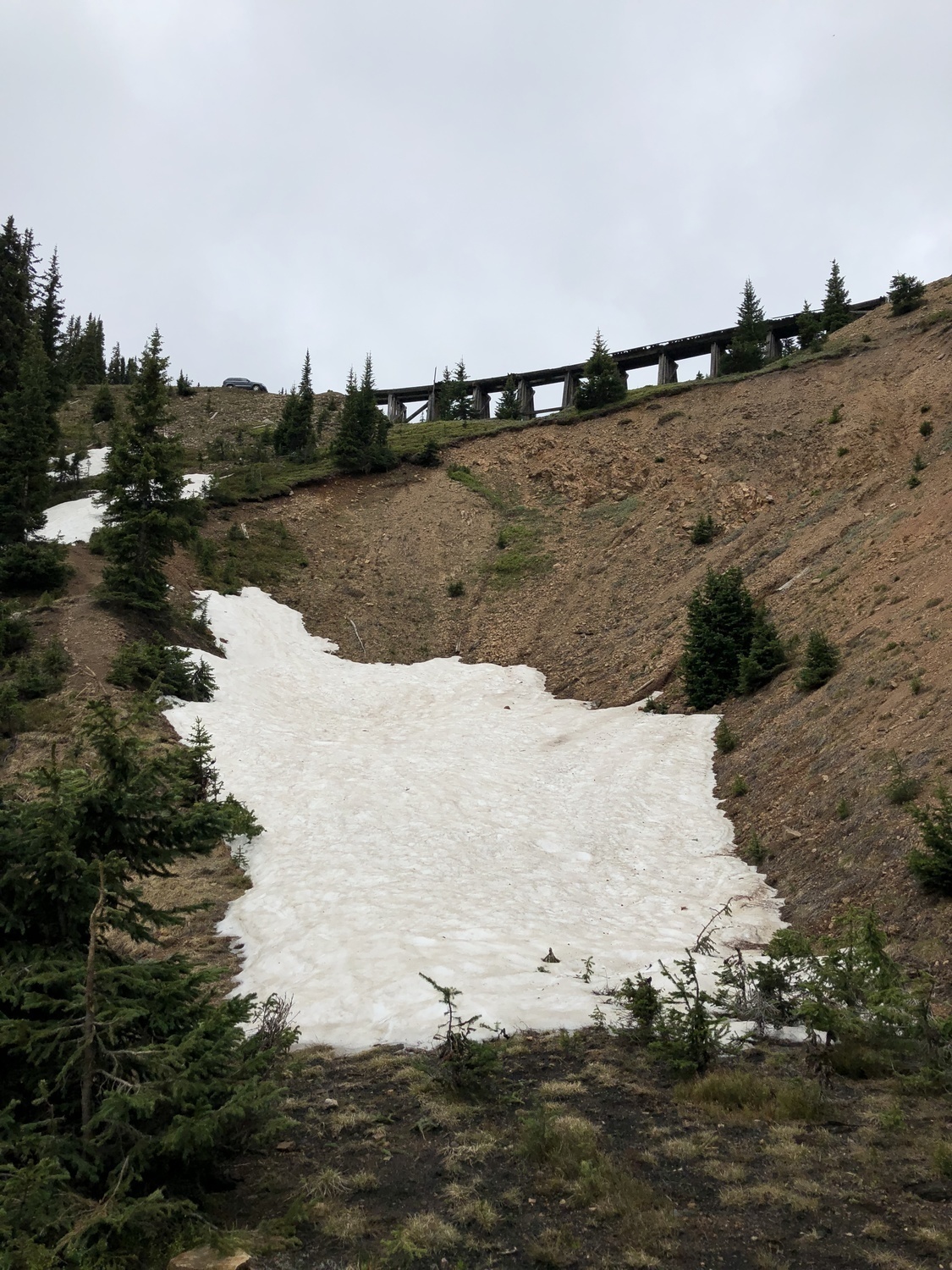 Hike up the left side to get back to Corona Pass road