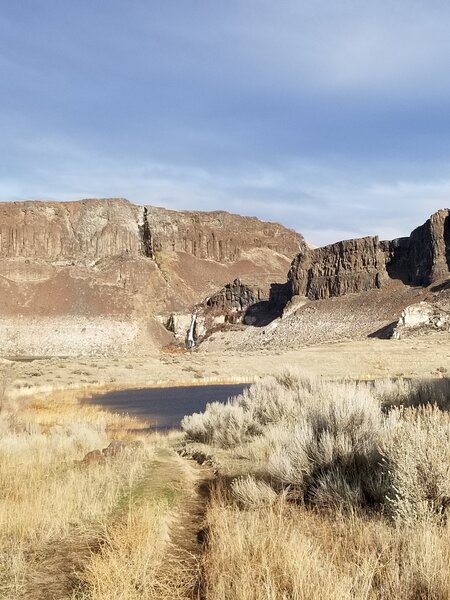 The falls feeding the ancient lakes.