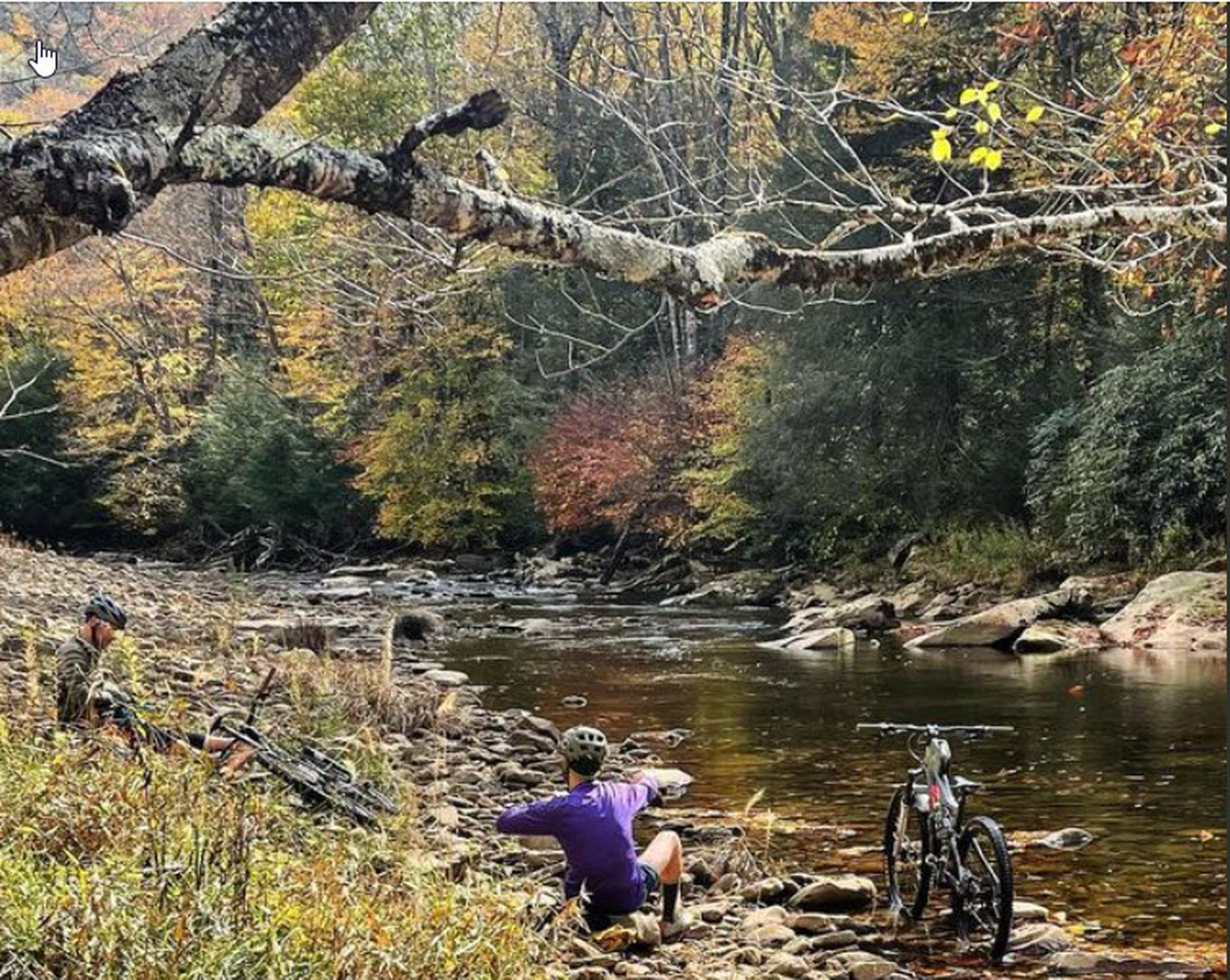 Kennison Mtn trail end at the crossing. Photo by Mike Boyes.
